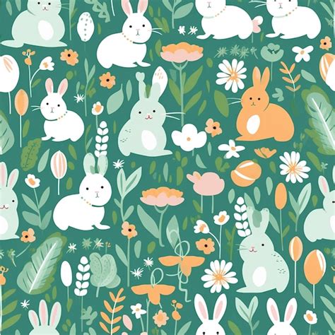 Premium Ai Image Cute Bunnies In Seamless Pattern