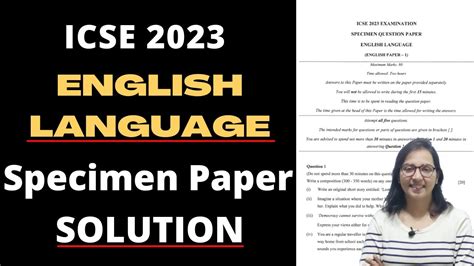 ICSE 2023 English Language Specimen Paper Solution Answer Key YouTube