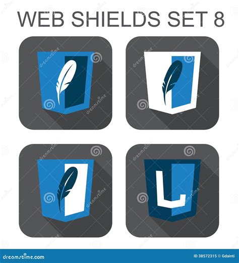 Vector Collection Of Database Web Development Shield Signs Fea Stock Illustration