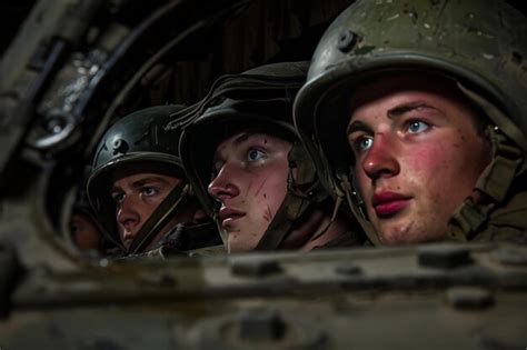 Determined Tank Crew Ready For Mission Showing Focus And Confidence