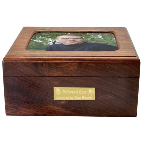 Memory Chest Wood Box Urn With Photo Window 180 Cu In Cremation Urn