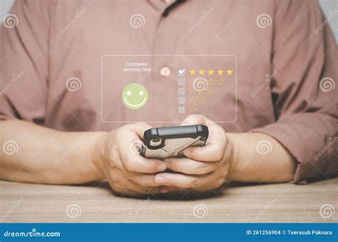 Customers Using Mobile Phones Rate Their 5 Stars Satisfaction With The