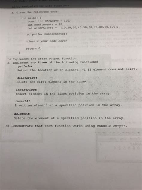 Solved A Given The Following Code Int Main Const Int