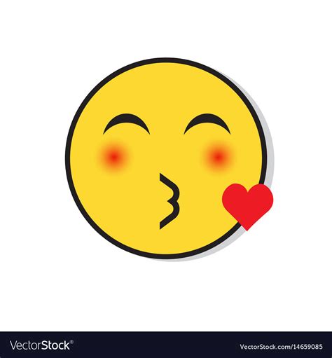 Yellow Smiling Face Sending Blow Kiss Positive Vector Image