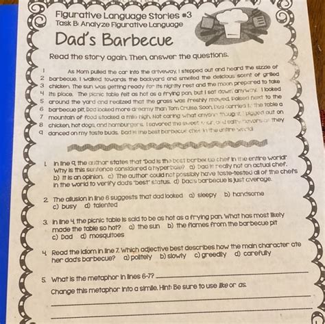 Figurative Language Stories 3 Task B Analyze StudyX