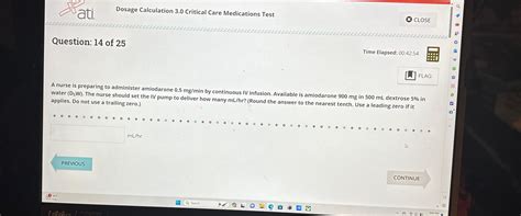 Solved Dosage Calculation 3 0 ﻿critical Care Medications