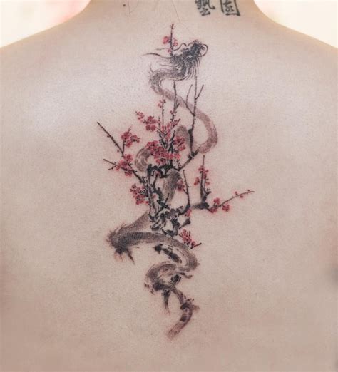 dragon plum blossom 타투 그라피투 타투이스트리버 디자인 그림 디자인 아트 일러스트