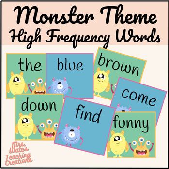 High Frequency Flash Cards Adorable Monsters Themed Classroom Decor
