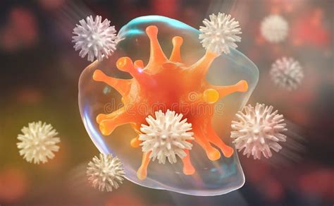 Les Leucocytes Attaquent Le Virus Dans Le Sang Microbes Sous Le