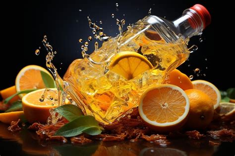 Premium Photo Bottle With Fresh And Natural Juice Submerged In