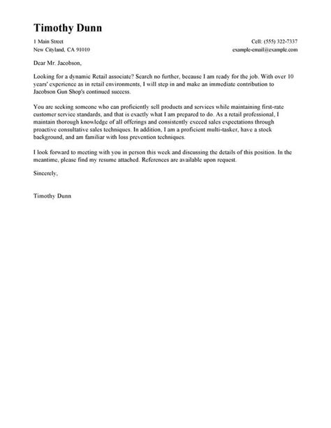 Cover Letter Template Retail