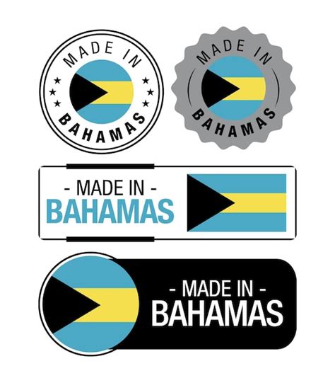 Conjunto De Etiquetas Feitas Nas Bahamas Logotipo Bandeira Das