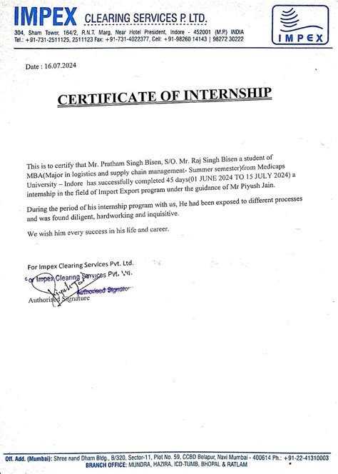 Pratham Singh Bisen On Linkedin Internship Logistics