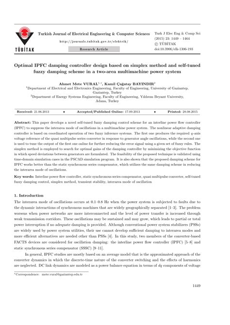 pdf optimal ipfc damping controller design based on simplex method