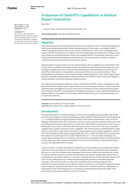 Pdf Evaluation Of Chatgpts Capabilities In Medical Report Generation
