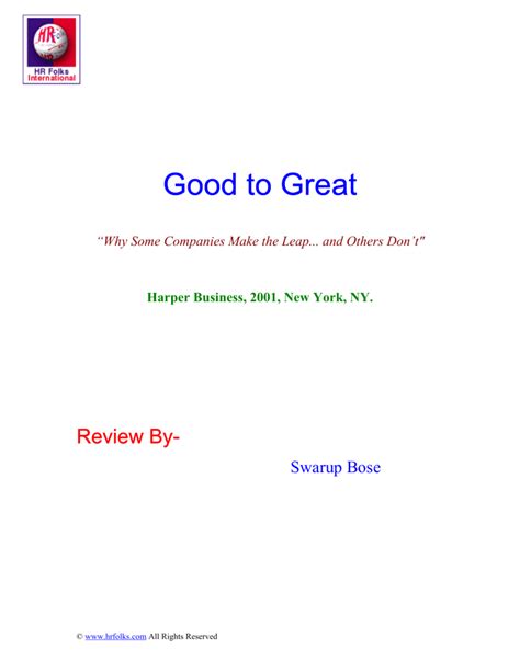 Book Summary Good To Great Jim Collins