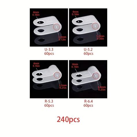 24020060개 나일론 화이트 케이블 클립 와이어 클램프 케이블 와이어 고정 클립 와이어 버클 플라스틱 Temu