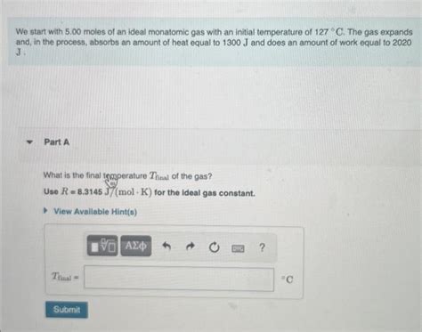 Solved We Start With 5 00 Moles Of An Ideal Monatomic Gas