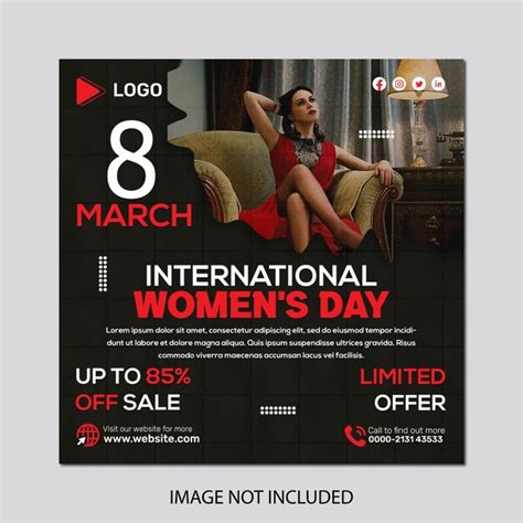 여성의 날 현대적인 세련된 패션 판매 Instagram 및 소셜 미디어 게시물 및 배너 템플릿 프리미엄 Psd 파일
