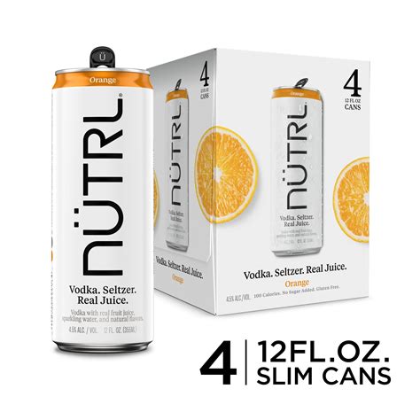 Nutrl Orange Vodka Seltzer 4 Pack 12 Fl Oz Aluminum Cans 4 5 Abv