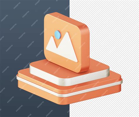 Premium Psd 3d Isometric Of Orange Picture Photo With Podium Icon For Ui Ux Web Mobile Apps