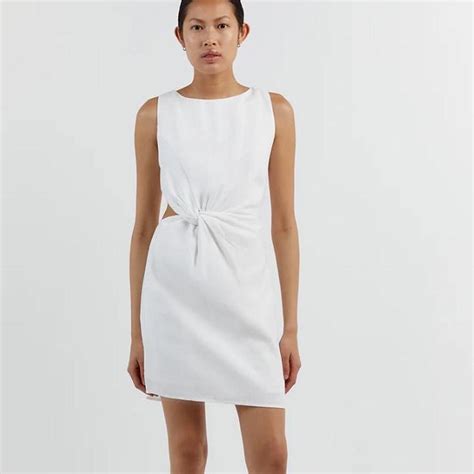 Dissh Leilani White Linen Mini Dress Crafted From A Depop