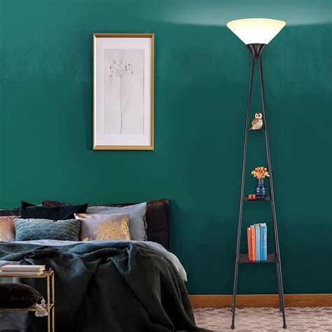 Metal Etagere Floor Lamp Charcoal Finish Aptdeco