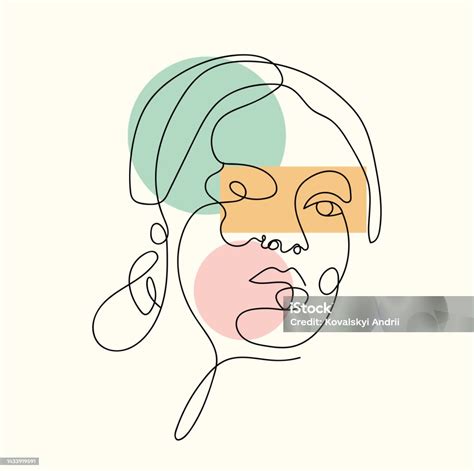 여자는 한 줄 스타일에 직면합니다 손 그리기 개념 추상적인 기하학적 인물 배경 한 라인 아트 벡터 일러스트 디자인 가리기에 대한 스톡 벡터 아트 및 기타 이미지 Istock