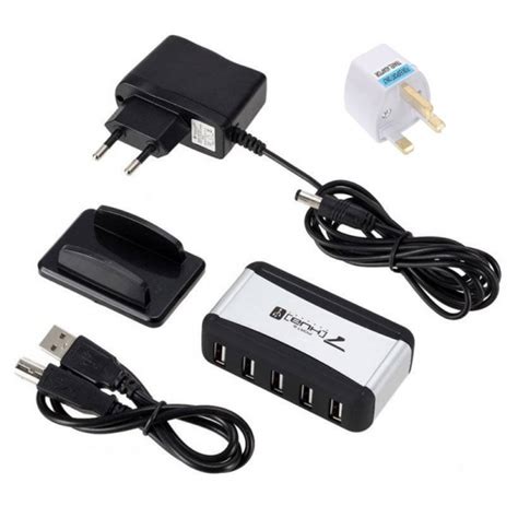 7 Ports Hub Usb 2 0 High Speed Smart Adapter Pc Laptop Psu Sordan