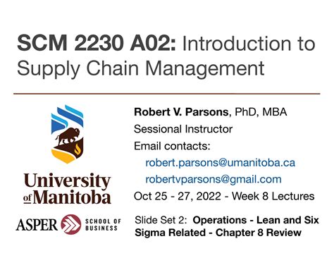 Ch8 Lean And Six Sigma Lecture Notes Robert V Parsons Phd Mba