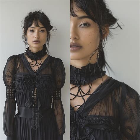 Black Sheer Blouse Postmodern Style Premium Ai Generated Image