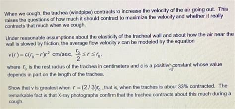 Solved When We Cough The Trachea Windpipe Contracts To Chegg