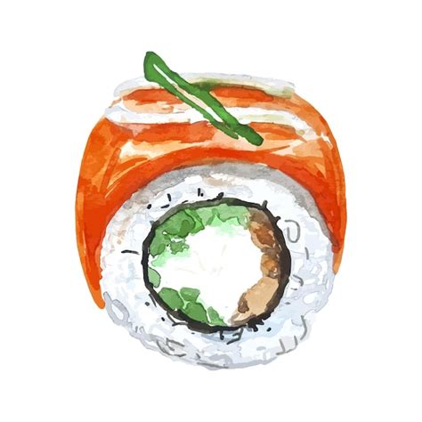 Premium Vector Sushi Maki Roll Philadelphia Decorated Isolated
