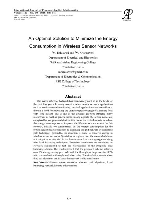 Pdf An Optimal Solution To Minimize The Energy Consumption In Wireless Sensor Networks