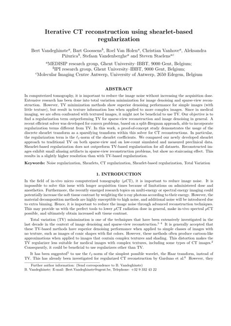 Pdf Iterative Ct Reconstruction Using Shearlet Based Regularization