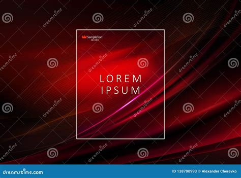 Abstract Red Design With Smooth Thin Lines With Glitter And Gentle Veil Stock Vector