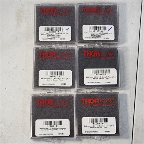 6x Thorlabs Nd Neutral Filter Set Ne02b B Ne04b B Ne06b B Ne07b B