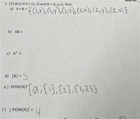 Solved Pts If A And B X Y Z Find A Chegg