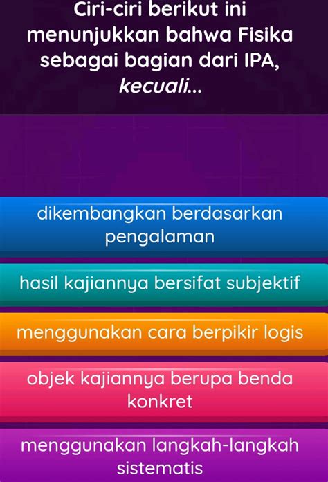 Ciri ciri berikut ini menunjukkan bahwa | StudyX
