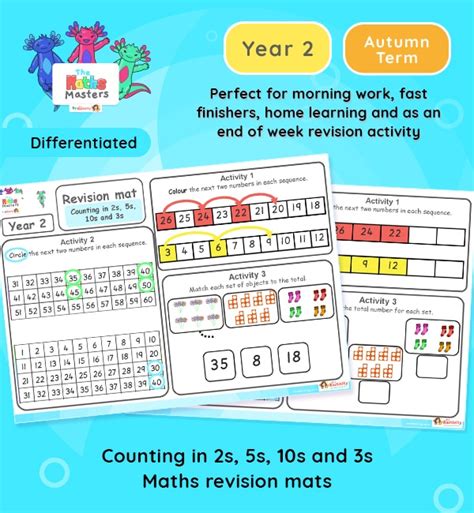 Year 2 Counting In 2s 5s 10s And 3s Revision Mat Place Value Worksheets