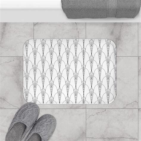 Modern Bath Mat Black White Bath Rug Geometric Abstract Bath Etsy