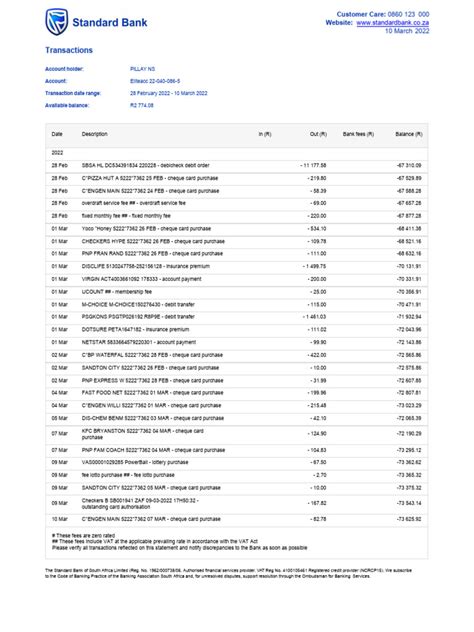Bank Statement Pdf Overdraft Debit Card