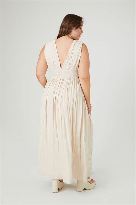 Plus Size Plunging Sleeveless Maxi Dress
