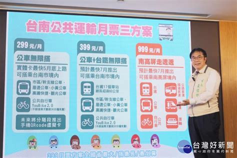 台南公共運輸月票三方案 「公車台鐵無限搭月票399」7月上路