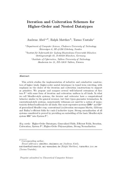 Pdf Iteration And Coiteration Schemes For Higher Order And Nested Datatypes