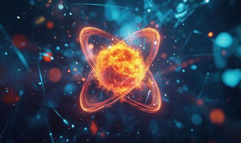 Atomic Structure Visualization With Glowing Nucleus And Orbiting
