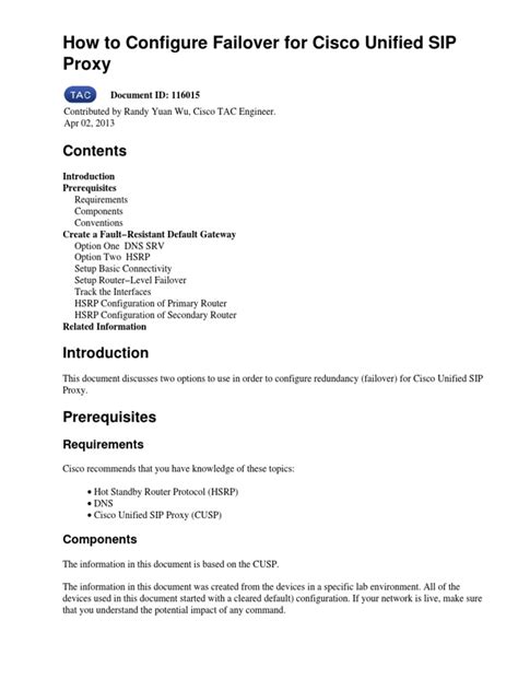 how to configure failover for cisco unified sip proxy pdf domain