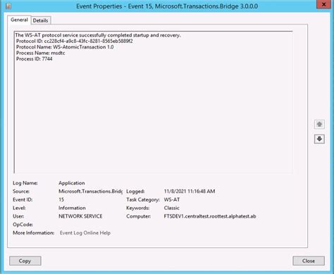 failovercluster msdtc ws at could not register url
