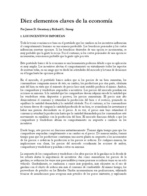 Diez Elementos Claves De La Economía Pdf Pdf Beneficio Economía