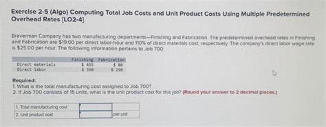 Solved Exercise Algo Computing Total Job Costs And Chegg
